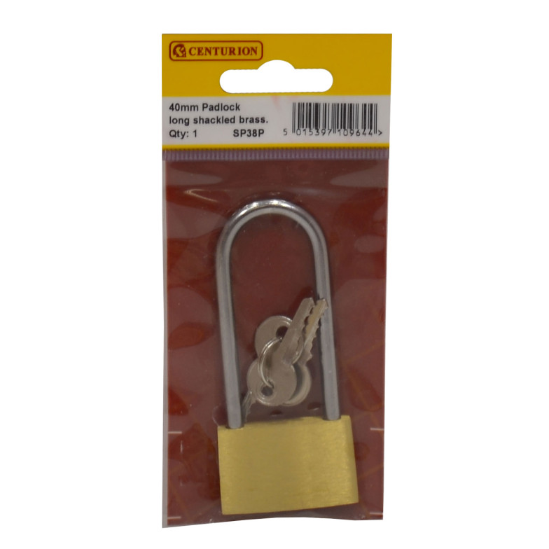 Centurion - 40mm (1 1/2") Brass Long Shackle Padlock SP38P