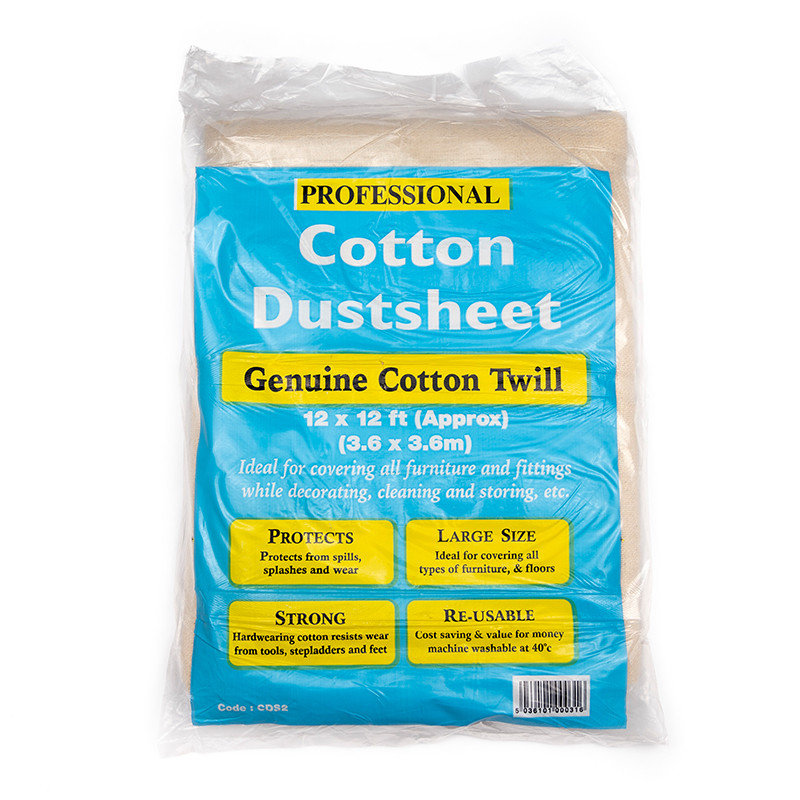 Centurion - Cotton Twill Dust Sheet, 12' x 12' / 3.6m x 3.6m