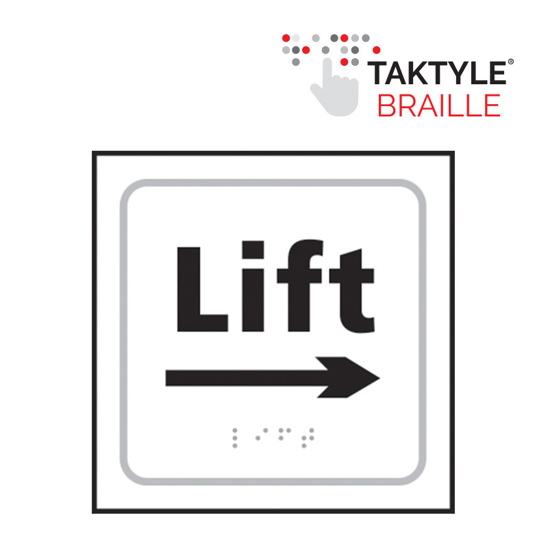 Centurion - 'Lift Arrow Right' Sign, Self Adhesive Taktyle, White ...