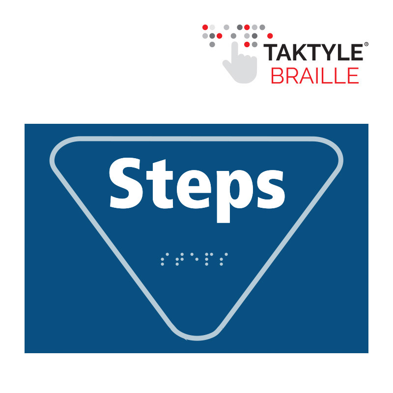 Centurion - 'Steps' Sign, Self Adhesive Taktyle, Blue (225mm x 150mm)