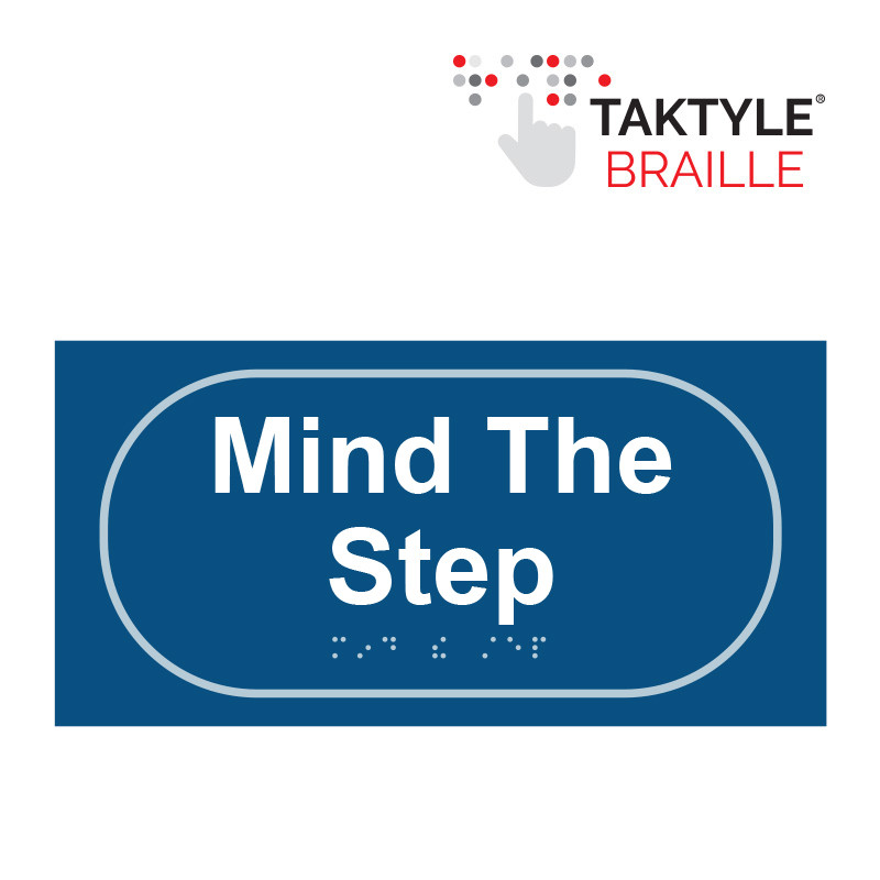 Centurion - 'Mind The Step' Sign, Self Adhesive Taktyle, Blue (300mm x ...