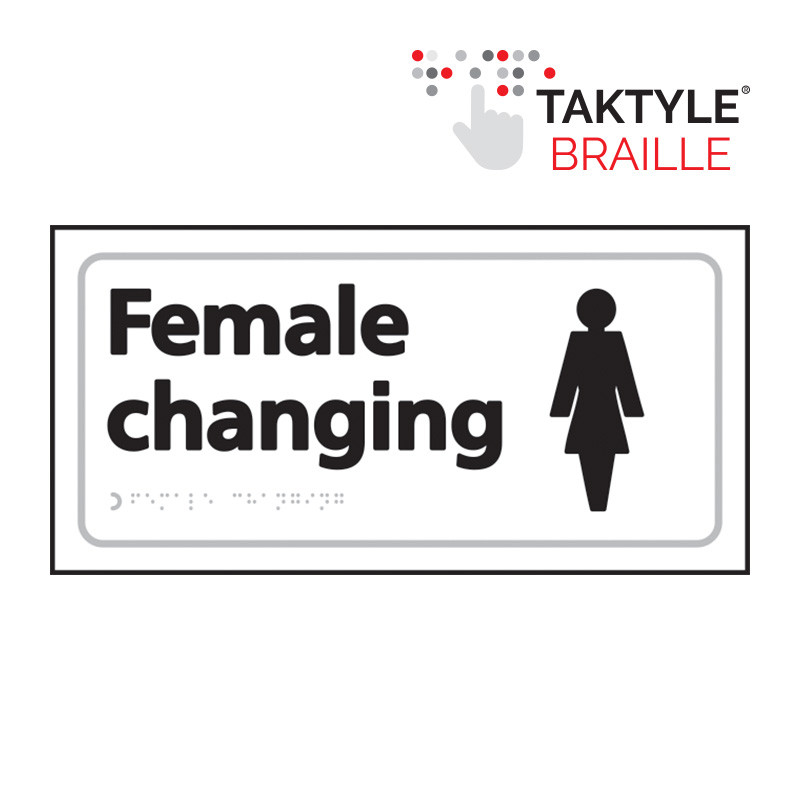 Centurion - 'Female Changing' Sign, Self Adhesive Taktyle, White (300mm ...