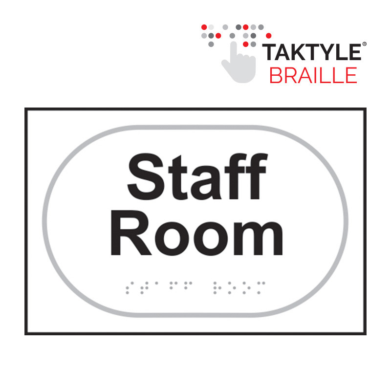 Centurion - 'Staff Room' Sign, Self Adhesive Taktyle, White (225mm x 150mm)