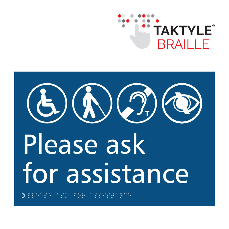 Centurion - 'Please Ask For Assistance' Sign, Self Adhesive Taktyle ...