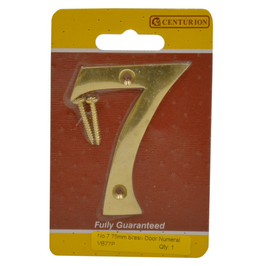 Centurion - No.7 Solid Brass Door Numbers and Letters, 75mm