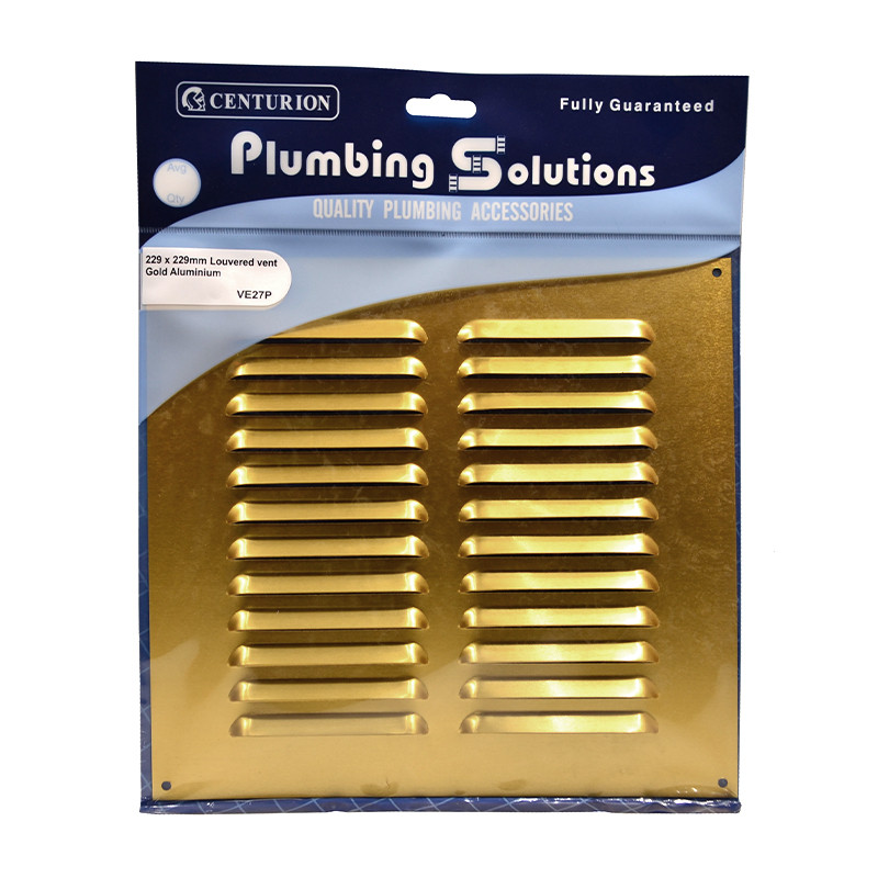 Centurion - Gold Effect Louvred Vent, 229 x 229mm