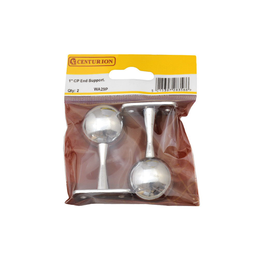 Centurion - Wardrobe Rod Supports, 19mm, Chromed Centre