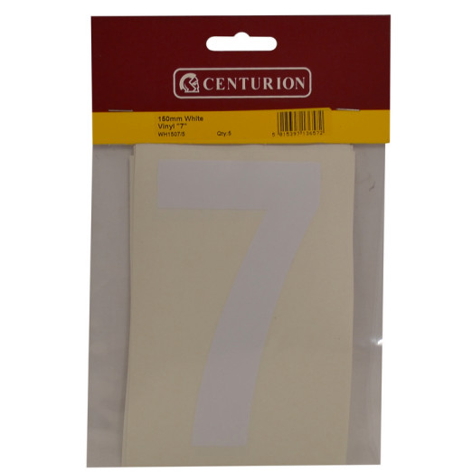 Centurion - 150mm White Self Adhesive Vinyl Number 7 (Pack of 5)