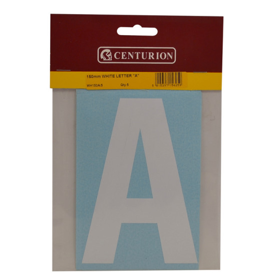 Centurion - 150mm White Self Adhesive Vinyl Letter A (Pack of 5)