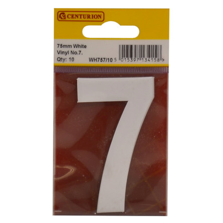 Centurion - 75mm White Helvetica Bold Condensed Style Vinyl Number 7 ...