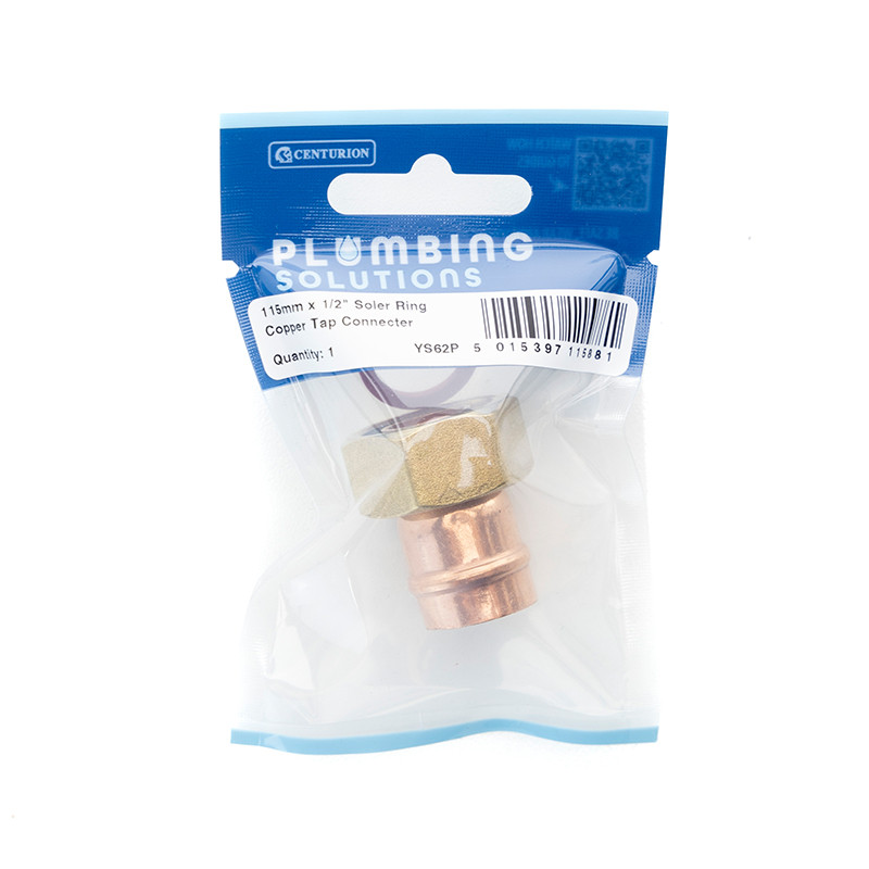 Centurion - Copper Straight Tap Connector Solder Ring, 15mm x 1/2"